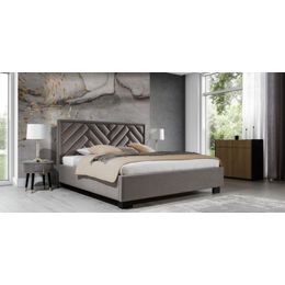 JVmoebel Schlafzimmer-Set Schlafzimmer Set Grau Bett Holz 2x Nachttische Elegantes Modern