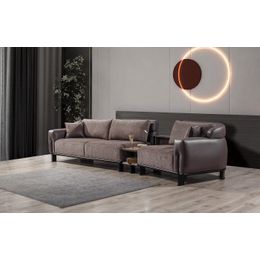 JVmoebel 3-Sitzer Braun 3-Sitzer Sofa Inklusiver Beistelltisch Komfortable Wohnzimmer
