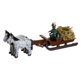 Weihnachtsfigur Pferdeschlitten mit Förster Miniaturgespann Länge 9cm NEU