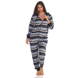 Normann Pyjama Damen Jumpsuit Overall Schlafanzug Norweger-Look