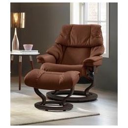 Relaxsessel stressless "Reno" Sessel Gr. Leder PALOMA, Classic Base Wenge, Relaxfunktion-Drehfunktion-PlusTMSystem-Gleitsystem, B/H/T: 88cm x 98cm x 78cm, braun (copper paloma) mit Hocker, Classic Base, Größe S, M & L, Gestell Wenge