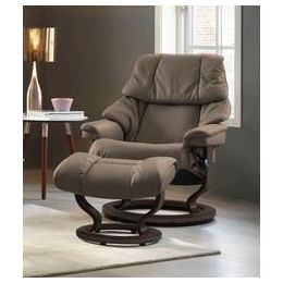 Relaxsessel stressless "Reno" Sessel Gr. Leder BATICK, Classic Base Wenge, Relaxfunktion-Drehfunktion-PlusTMSystem-Gleitsystem, B/H/T: 75cm x 96cm x 75cm, braun (mole batick) mit Hocker, Classic Base, Größe S, M & L, Gestell Wenge