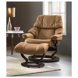 Relaxsessel stressless "Reno" Sessel Gr. Leder PALOMA, Classic Base Wenge, Relaxfunktion-Drehfunktion-PlusTMSystem-Gleitsystem, B/H/T: 79cm x 98cm x 75cm, braun (taupe paloma) mit Hocker, Classic Base, Größe S, M & L, Gestell Wenge