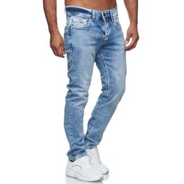 Baxboy Regular-fit-Jeans Herren Jeans Dicke Neon-Naht Straight Fit Denim Stonewashed Stretch