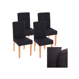 MCW 4er-Set Esszimmerstuhl Stuhl Küchenstuhl Littau ~ Textil, schwarz, helle Beine
