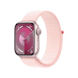 Apple Watch Series 9 GPS 41 mm Smartwatch Aluminium Textil Carbon Neutral, 130 - 200 mm, Rosé/Hellrosa