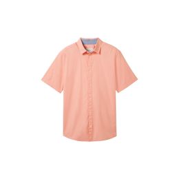 Tom Tailor Herren Basic Kurzarmhemd aus Popeline, rot, Uni, Gr. XL