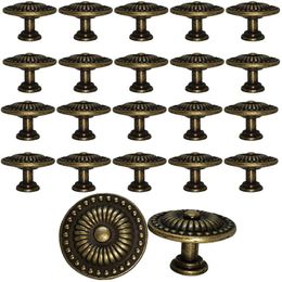 20 Stück Vintage Schrankknöpfe Schubladenknöpfe 29 mm, Blumenmuster Messing, Schubladengriffe für Möbel Küche Tür Schrank, Bronze