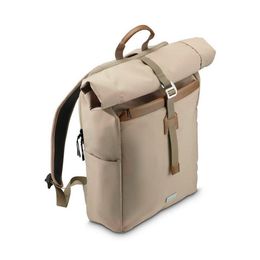 Hama Notebook-Rucksack Laptop Rucksack mit 16,2 Zoll Laptopfach und 12,9 Zoll Tabletfach, Rolltop, nachhaltige Materialien, bis 41 cm (16.2), beige|braun