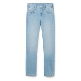 Tom Tailor Damen Alexa Straight Jeans mit recyceltem Polyester, blau, Uni, Gr. 26/30