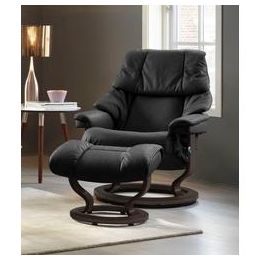 Relaxsessel stressless "Reno" Sessel Gr. Leder PALOMA, Classic Base Wenge, Relaxfunktion-Drehfunktion-PlusTMSystem-Gleitsystem, B/H/T: 79cm x 98cm x 75cm, schwarz (black paloma) mit Hocker, Classic Base, Größe S, M & L, Gestell Wenge