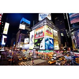 papermoon Fototapete "NEW YORK-BROOKLYN BRIDGE MANHATTAN SKYLINE TIMES SQUARE" Tapeten Gr. B/L: 4,00 m x 2,60 m, Bahnen: 8 St., bunt Fototapeten