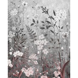 Komar Vliestapete "Moonlight Flowers" Tapeten 200x250 cm (Breite x Höhe) Gr. B/L: 200 m x 250 m, Rollen: 1 St., rosa (schwarz, weiß, rosa) Blumentapeten
