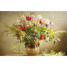 papermoon Fototapete "Blumen in Vase" Tapeten Gr. B/L: 3,50 m x 2,60 m, Bahnen: 7 St., bunt Fototapeten
