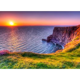 papermoon Fototapete "Sunset at Moher Cliffs" Tapeten Gr. B/L: 3,5 m x 2,6 m, Bahnen: 7 St., bunt (mehrfarbig) Fototapeten