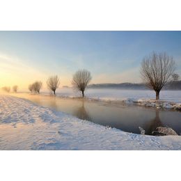 papermoon Fototapete "Fluss in Winterlandschaft" Tapeten Gr. B/L: 3,50 m x 2,60 m, Bahnen: 7 St., bunt Fototapeten