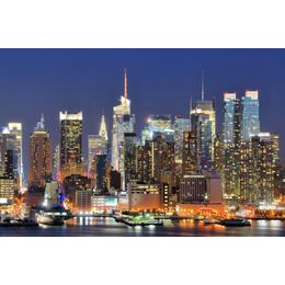 papermoon Fototapete "Manhattan Skyline" Tapeten Gr. B/L: 3,5 m x 2,6 m, Bahnen: 7 St., bunt (mehrfarbig) Fototapeten