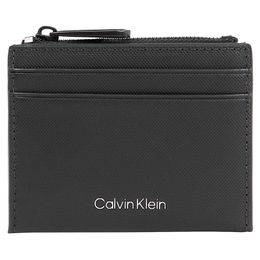 Kartenetui Calvin Klein "CK MUST 10CC CARDHOLDER W/ZIP" schwarz (ck black pique) Kleinlederwaren Kartenetuis klassisches Design mit schlichtem Markenschriftzug