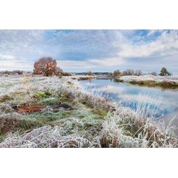 papermoon Fototapete "Fluss in Schneelandschaft" Tapeten Gr. B/L: 3,50 m x 2,60 m, Bahnen: 7 St., bunt Fototapeten