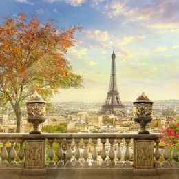 papermoon Fototapete "Panorama von Paris" Tapeten Gr. B/L: 4 m x 2,6 m, Bahnen: 8 St., bunt (mehrfarbig) Fototapeten