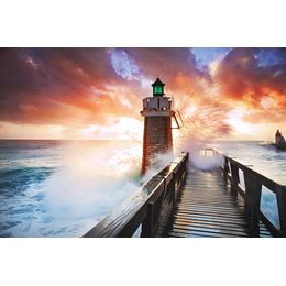 papermoon Fototapete "Lighthouse" Tapeten Gr. B/L: 3,5 m x 2,6 m, Bahnen: 7 St., bunt (mehrfarbig) Fototapeten