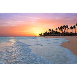 papermoon Fototapete "Aruba Beach Sunset" Tapeten Gr. B/L: 4 m x 2,6 m, Bahnen: 8 St., bunt (mehrfarbig) Fototapeten