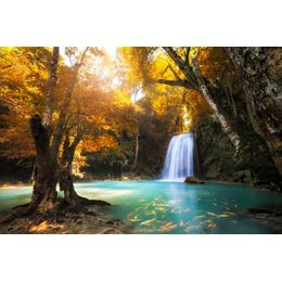 papermoon Fototapete "Waterfall in Kanchanaburi, Thailand" Tapeten Gr. B/L: 3,5 m x 2,6 m, Bahnen: 7 St., bunt (mehrfarbig) Fototapeten