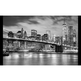 papermoon Fototapete "Brooklyn Bridge Schwarz & Weiß" Tapeten Gr. B/L: 3,50 m x 2,60 m, Bahnen: 7 St., schwarz (schwarz, weiß) Fototapeten