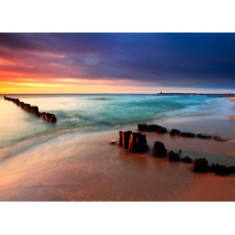papermoon Fototapete "Baltic Beach Sunrise" Tapeten Gr. B/L: 4 m x 2,6 m, Bahnen: 8 St., bunt (mehrfarbig) Fototapeten