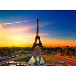 papermoon Fototapete "Paris Eiffel Tower" Tapeten Gr. B/L: 4 m x 2,6 m, Bahnen: 8 St., bunt (mehrfarbig) Fototapeten