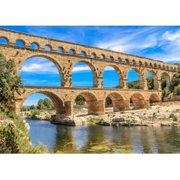 papermoon Fototapete "Pont du Gard Aqueduct" Tapeten Gr. B/L: 3,5 m x 2,6 m, Bahnen: 7 St., bunt (mehrfarbig) Fototapeten