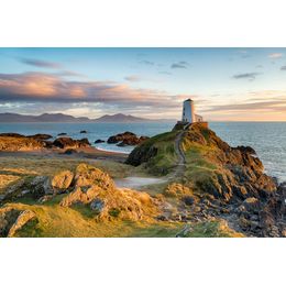 papermoon Fototapete "Sonnenuntergang bei Ynys Llanddwyn" Tapeten Gr. B/L: 4 m x 2,6 m, Bahnen: 8 St., bunt (mehrfarbig) Fototapeten