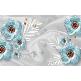 papermoon Fototapete "Muster mit Blumen" Tapeten Gr. B/L: 3,50 m x 2,60 m, Bahnen: 7 St., bunt Fototapeten