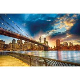 papermoon Fototapete "Manhattan Sunset" Tapeten Gr. B/L: 4 m x 2,6 m, Bahnen: 8 St., bunt (mehrfarbig) Fototapeten