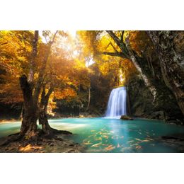 papermoon Fototapete "Waterfall in Kanchanaburi, Thailand" Tapeten Gr. B/L: 4 m x 2,6 m, Bahnen: 8 St., bunt (mehrfarbig) Fototapeten
