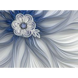 papermoon Fototapete "Blume Weiß Blau" Tapeten Gr. B/L: 4,00 m x 2,60 m, Bahnen: 8 St., bunt Fototapeten