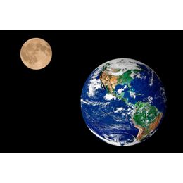 papermoon Fototapete "Earth and Moon" Tapeten Gr. B/L: 3,5 m x 2,6 m, Bahnen: 7 St., bunt (mehrfarbig) Fototapeten