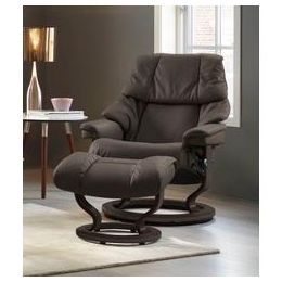 Relaxsessel stressless "Reno" Sessel Gr. Leder BATICK, Classic Base Wenge, Relaxfunktion-Drehfunktion-PlusTMSystem-Gleitsystem, B/H/T: 79cm x 98cm x 75cm, braun (brown batick) mit Hocker, Classic Base, Größe S, M & L, Gestell Wenge