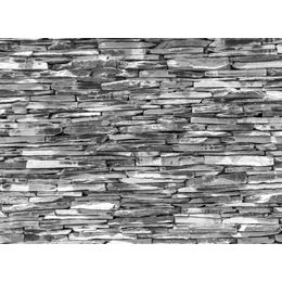 papermoon Fototapete "Steinwand Schwarz & Weiß" Tapeten Gr. B/L: 3,50 m x 2,60 m, Bahnen: 7 St., schwarz (schwarz, weiß) Fototapeten