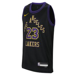 LeBron James Los Angeles Lakers 2023/24 City Edition Nike Dri-FIT NBA Swingman Trikot für ältere Kinder - Schwarz