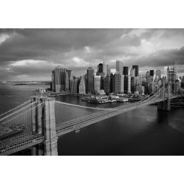 papermoon Fototapete "Brooklyn Bridge black/white" Tapeten Gr. B/L: 3,5 m x 2,6 m, bunt (mehrfarbig) Fototapeten