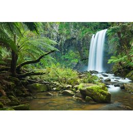 papermoon Fototapete "Wasserfall im Wald" Tapeten Gr. B/L: 4,50 m x 2,80 m, Bahnen: 9 St., bunt Fototapeten