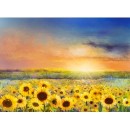 papermoon Fototapete "Painting Sunflowers" Tapeten Gr. B/L: 4 m x 2,6 m, Bahnen: 8 St., bunt (mehrfarbig) Fototapeten