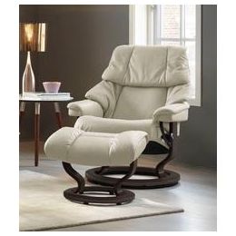 Relaxsessel stressless "Reno" Sessel Gr. Leder BATICK, Classic Base Wenge, Relaxfunktion-Drehfunktion-PlusTMSystem-Gleitsystem, B/H/T: 79cm x 98cm x 75cm, beige (cream batick) mit Hocker, Classic Base, Größe S, M & L, Gestell Wenge