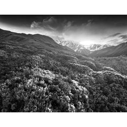 papermoon Fototapete "Landschaft Schwarz & Weiß" Tapeten Gr. B/L: 4,00 m x 2,60 m, Bahnen: 8 St., schwarz (schwarz, weiß) Fototapeten
