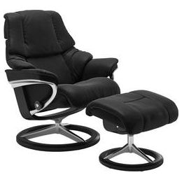 Relaxsessel stressless "Reno" Sessel Gr. Leder PALOMA, Signature Base Schwarz-L, Relaxfunktion-Drehfunktion-PlusTMSystem-Gleitsystem-BalanceAdaptTM, B/H/T: 92cm x 100cm x 80cm, schwarz (schwarz paloma) mit Signature Base, Größe S, M & L, Gestell Schwarz