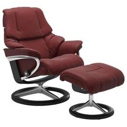 Relaxsessel stressless "Reno" Sessel Gr. Leder PALOMA, Signature Base Schwarz-M, Relaxfunktion-Drehfunktion-PlusTMSystem-Gleitsystem-BalanceAdaptTM, B/H/T: 83cm x 100cm x 76cm, rot (cherry paloma) mit Signature Base, Größe S, M & L, Gestell Schwarz