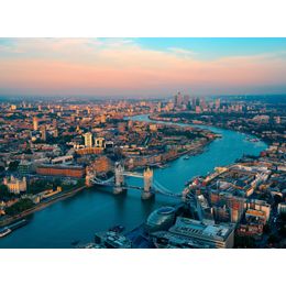 papermoon Fototapete "London Skyline" Tapeten Gr. B/L: 3,5 m x 2,6 m, Bahnen: 7 St., bunt (mehrfarbig) Fototapeten