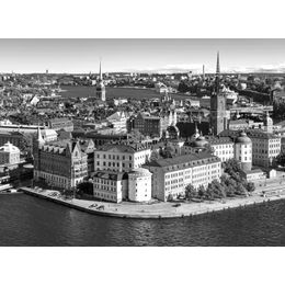 papermoon Fototapete "Stadt schwarz & weiß" Tapeten Gr. B/L: 3,50 m x 2,60 m, Bahnen: 7 St., schwarz (schwarz, weiß) Fototapeten