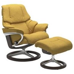 Relaxsessel stressless "Reno" Sessel Gr. ROHLEDER Stoff Q2 FARON, Signature Base Wenge, Relaxfunktion-Drehfunktion-PlusTMSystem-Gleitsystem-BalanceAdaptTM, B/H/T: 92cm x 100cm x 80cm, gelb (gelb q2 faron)